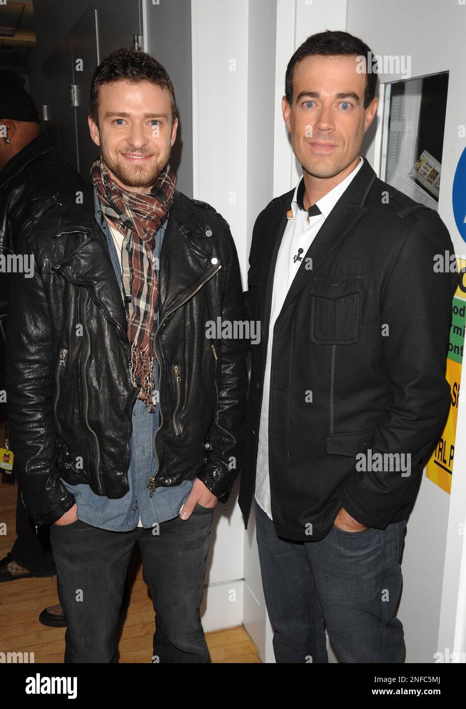 Singer Justin Timberlake,left, and former MTV VJ Carson Daly pose ...