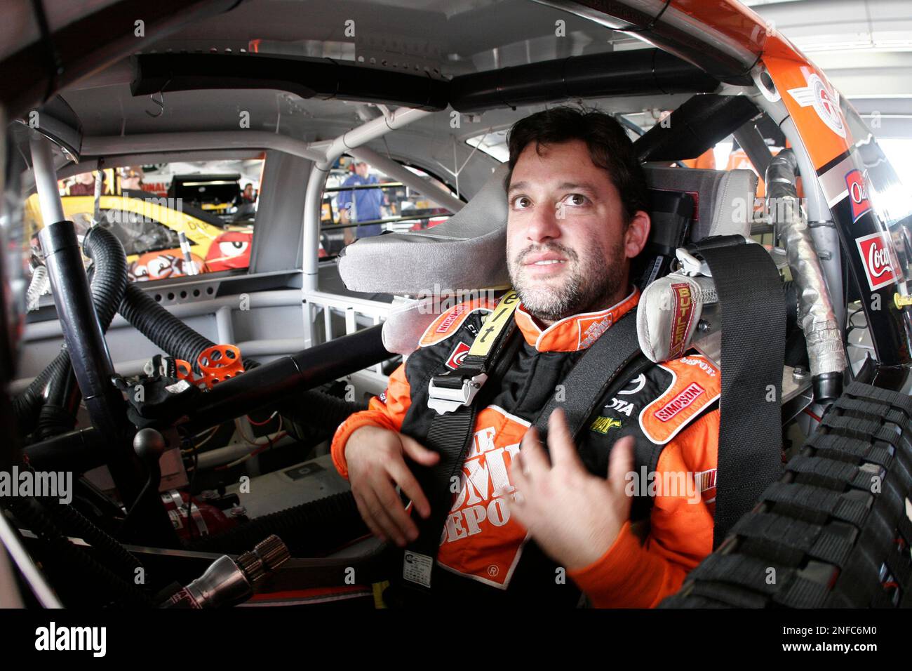 Tony Stewart prepares to drive practice laps Saturday, Nov. 15, 2008 in ...