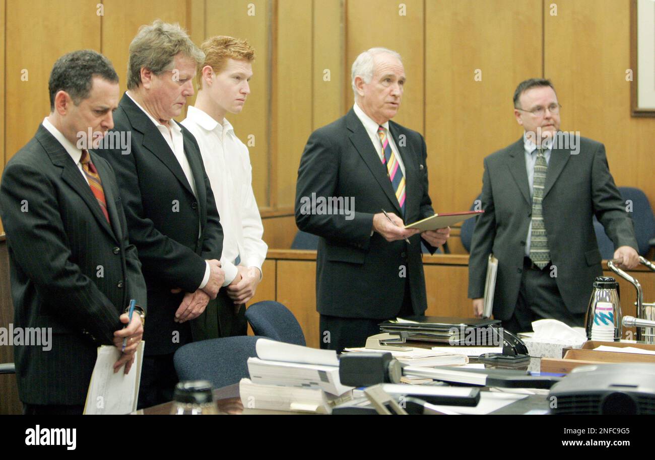 Ryan O'Neal, second from left, and his attorney Mark Werksman, left ...
