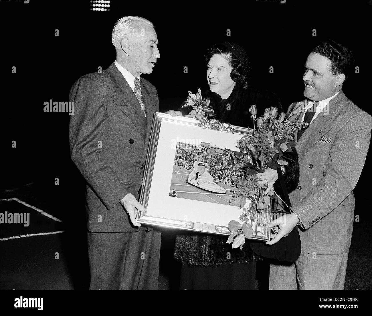 In a ceremony prior to the Giants-Pirates exhibition game in Hollywood ...