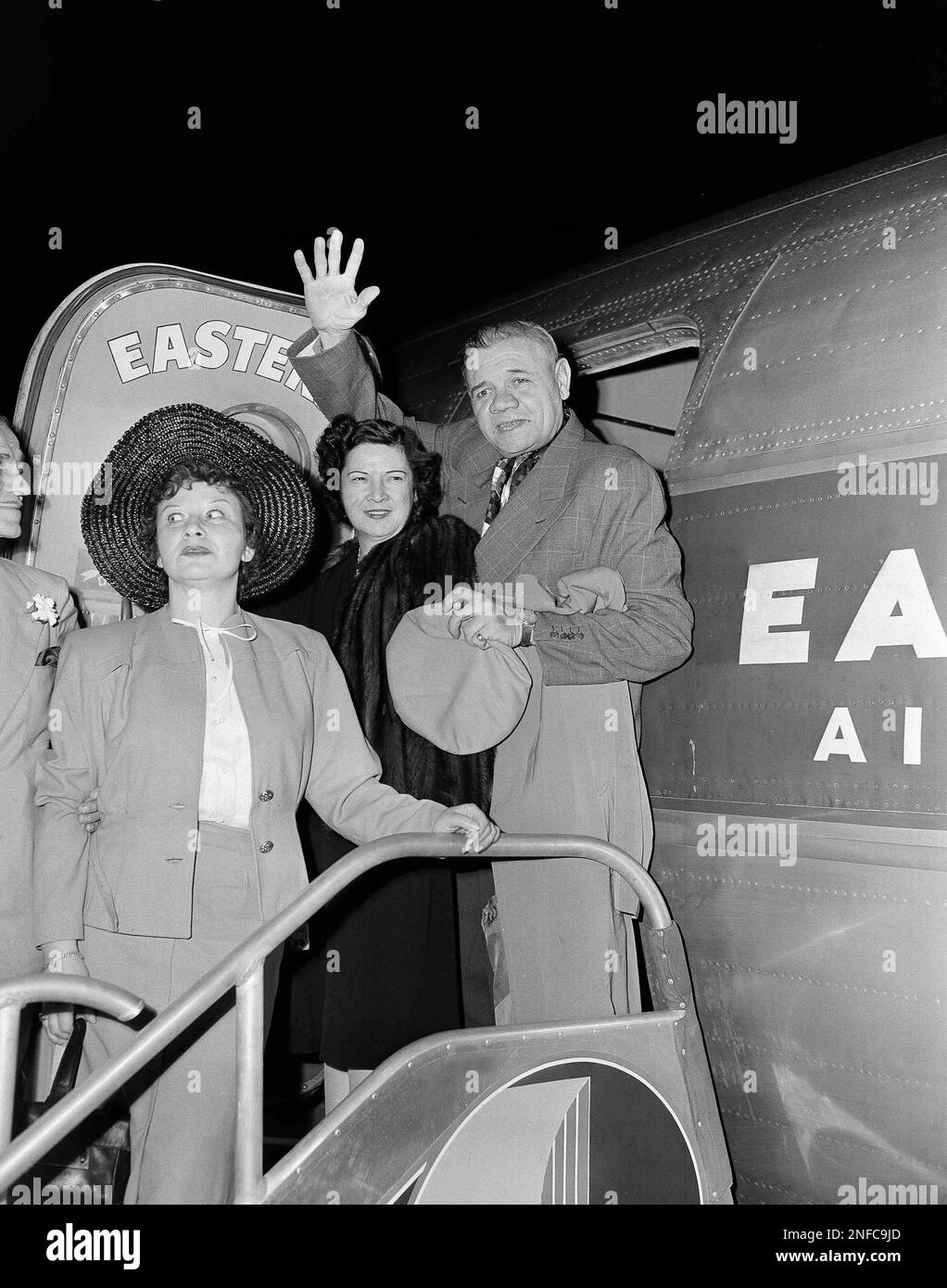 Babe Ruth managed a smile when he arrived in Miami by plane for a two ...