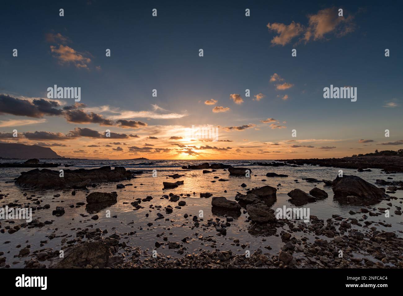 Sunset in Barcarello, Palermo Stock Photo - Alamy