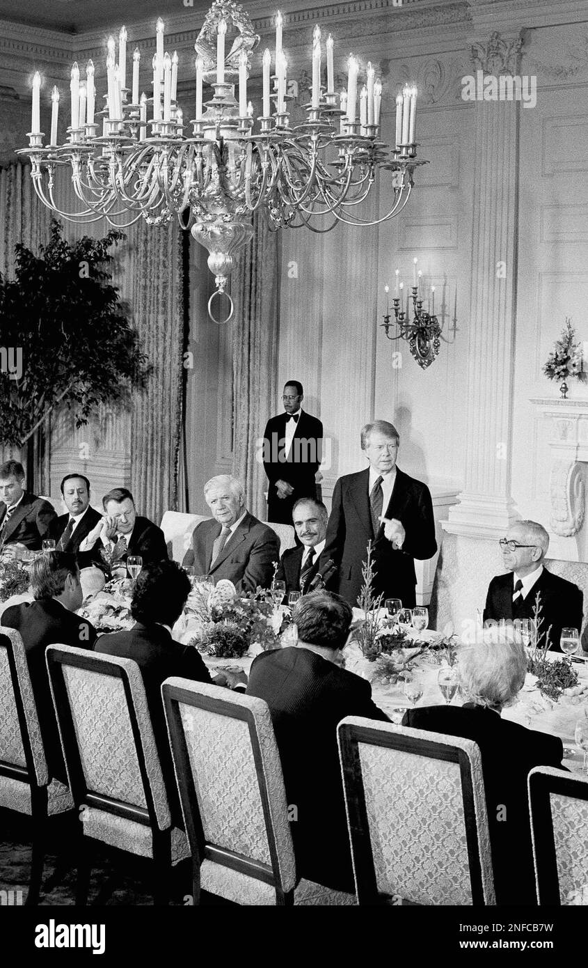 President Jimmy Carter speaks during a working dinner at the White ...