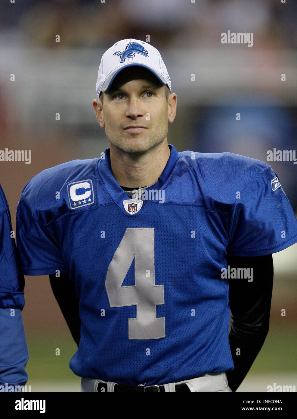 Detroit Lions Place Kicker Jason Hanson Stands During A Half Time