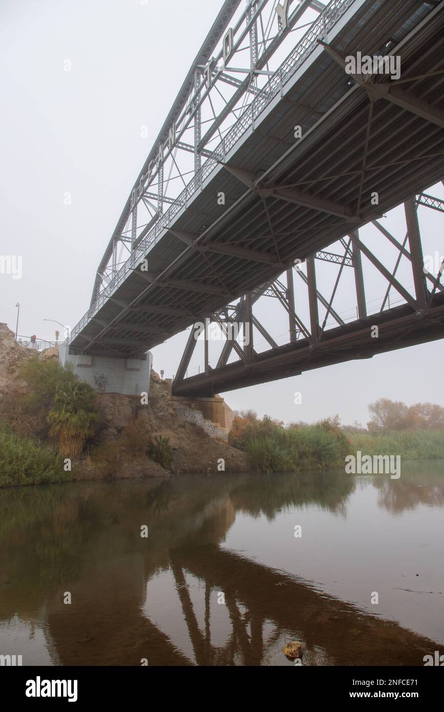 Colorado River bridge at Yuma Az in fog Stock Photo - Alamy