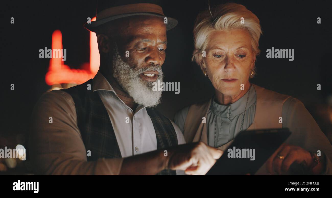 Tablet, night diversity or balcony people review social network ...