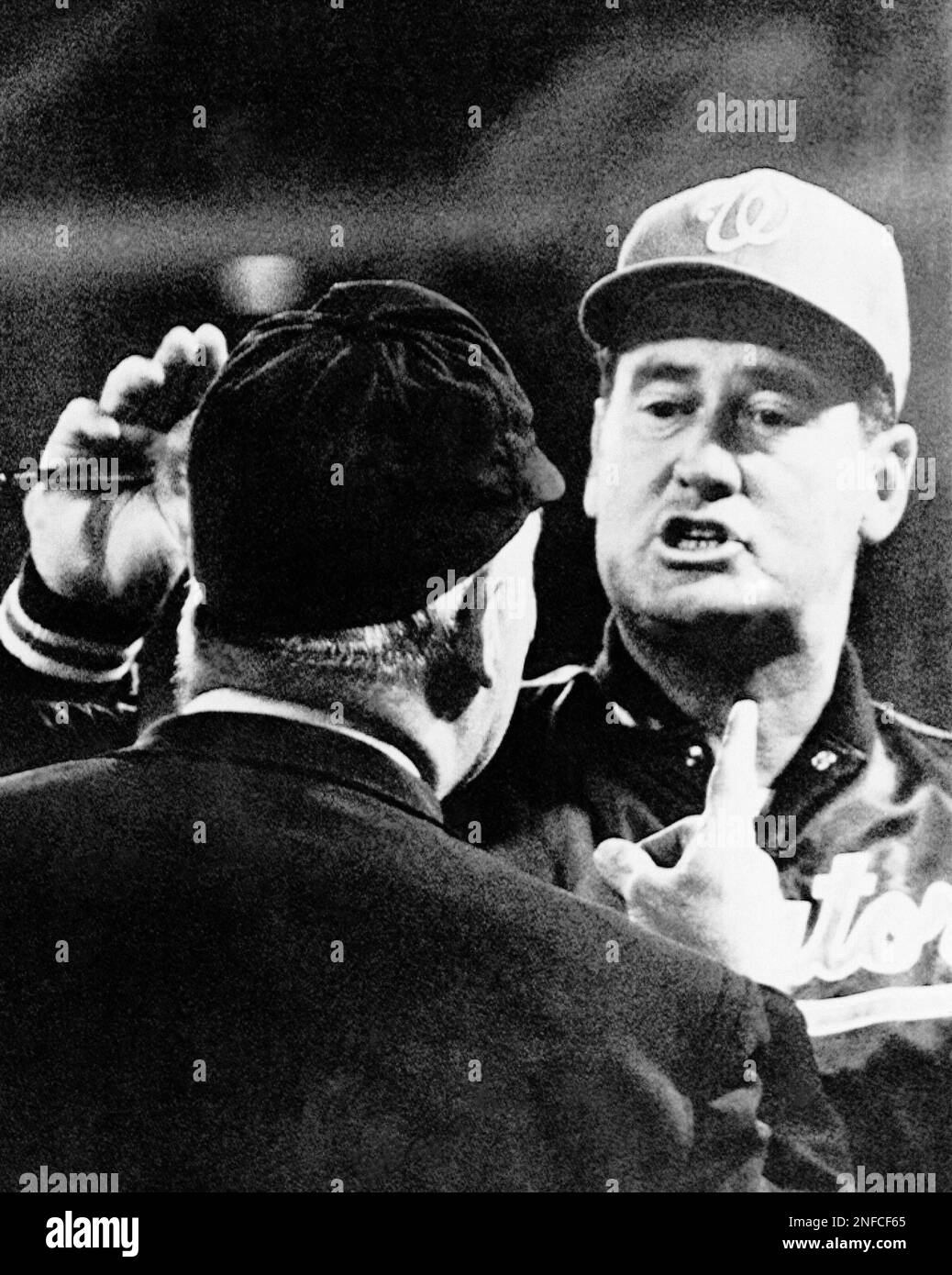 Washington Senators manager Ted Williams and umpire Hank Soar debate a ...