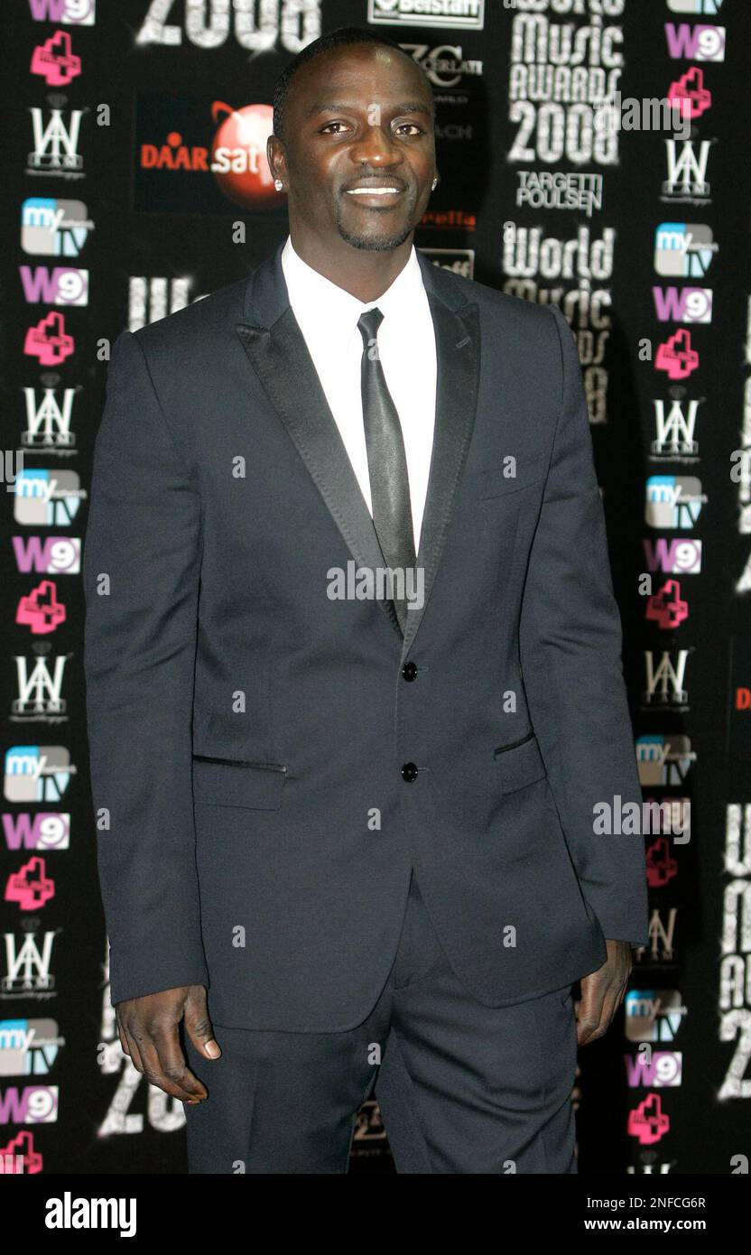 American singer Akon arrives at the 2008 World Music Awards ceremony in ...