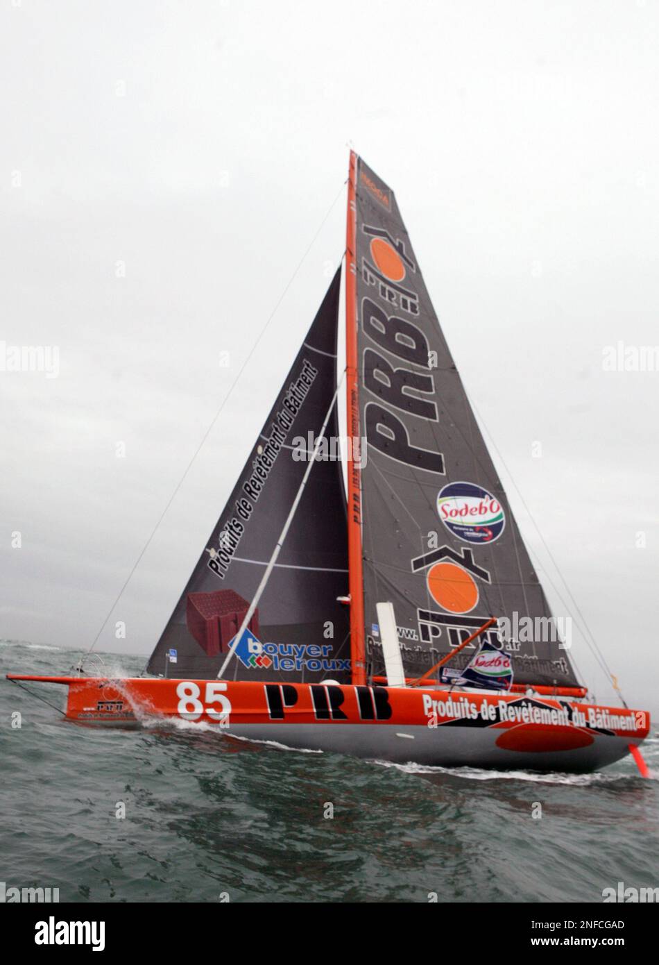 French's skipper Vincent Riou sails after crossing the starting line of ...