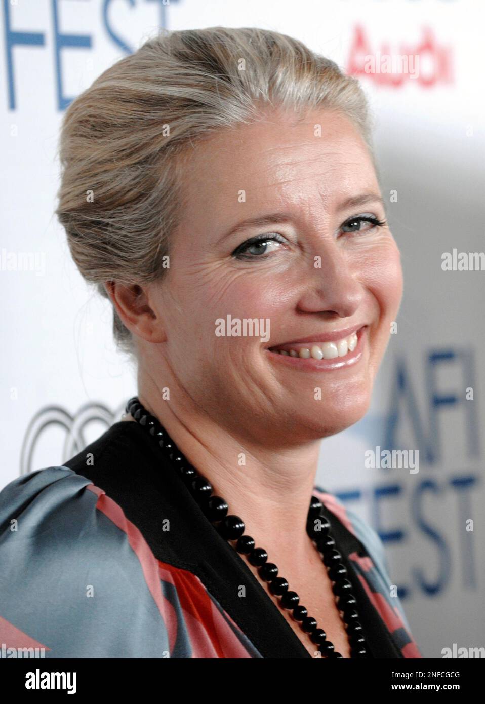 Emma Thompson, a cast member in "Last Chance Harvey," arrives at the ...