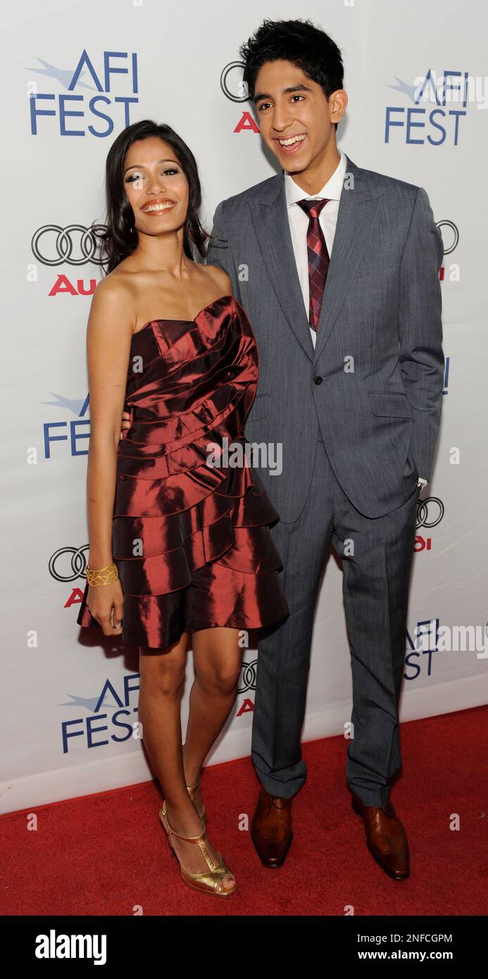 Freida Pinto, left, and Dev Patel, cast members in "Slumdog Millionaire ...