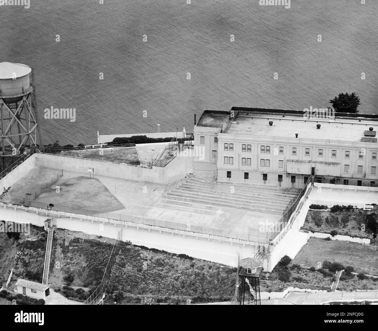 This is an aerial view of Alcatraz Federal Penitentiary in San ...