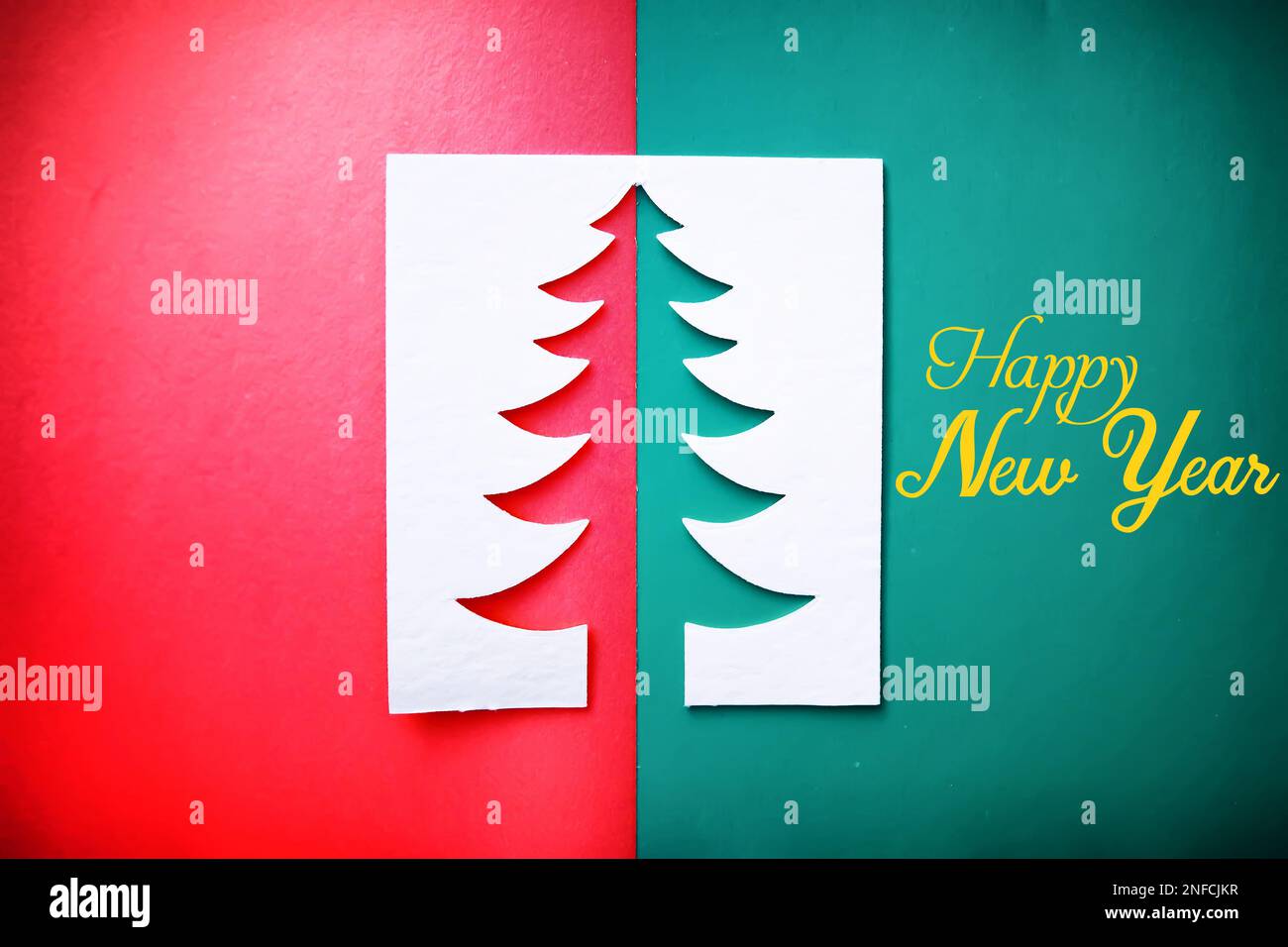 Christmas tree paper cutting design papercraft card. White, red and ...
