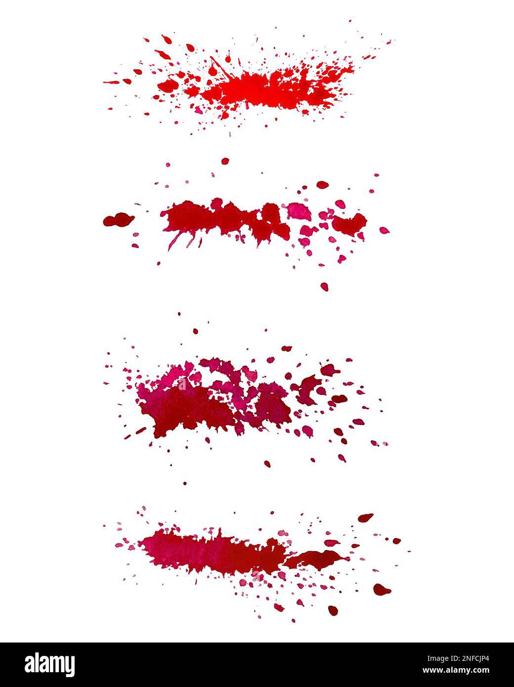 Drops of watercolor splashes, from wine, blood, paint, red burgundy ...