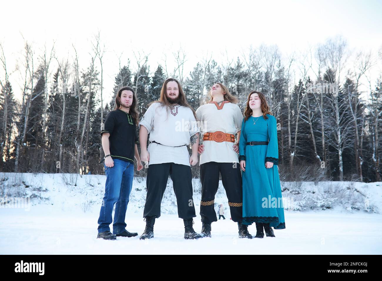 Group of young people in costume. Scandinavian traditional attire Stock ...