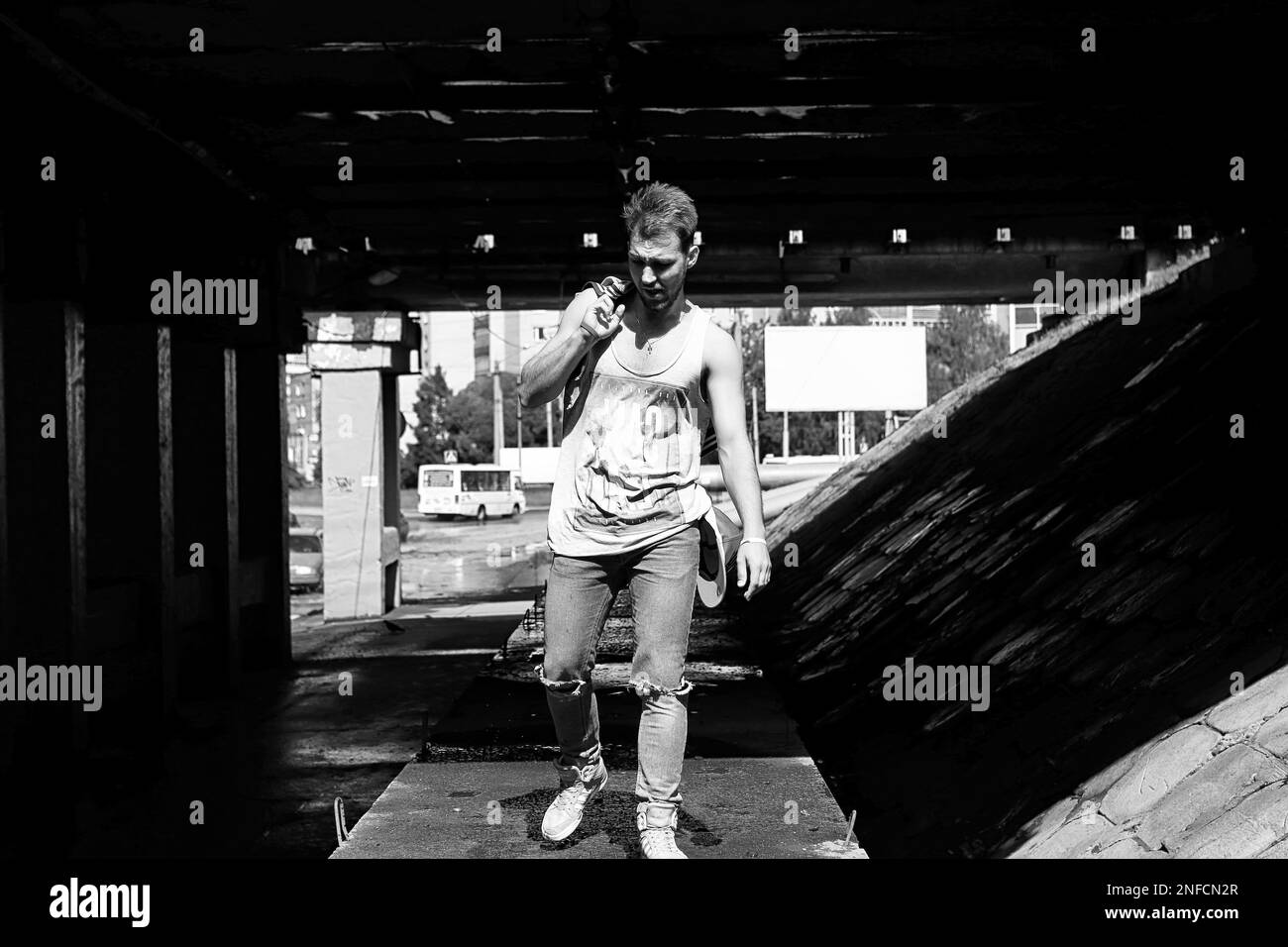A young man with a beard hip-hop dancer Stock Photo - Alamy