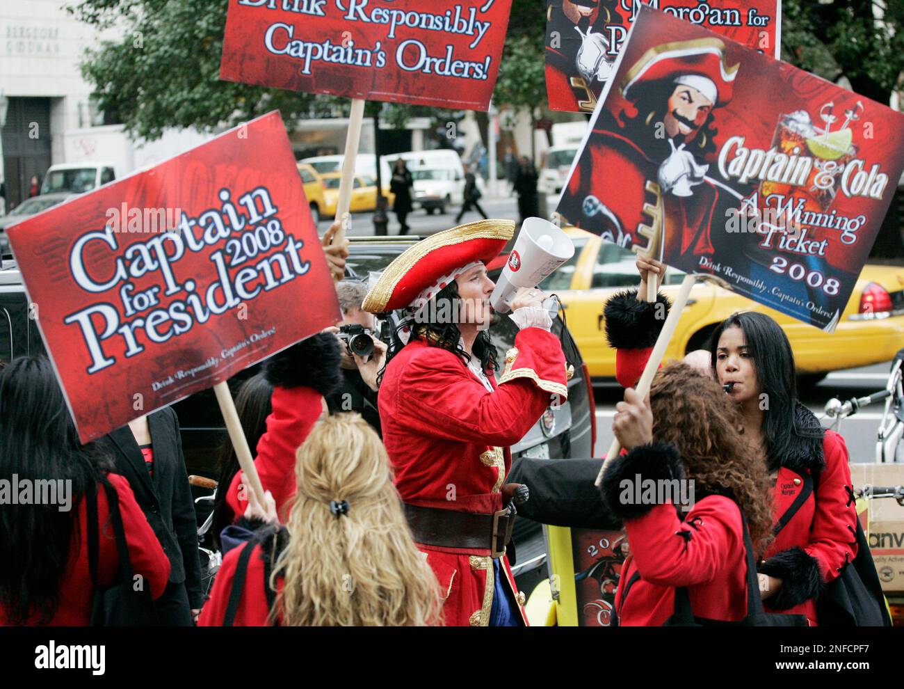 Captain Morgan campaigns for president around New York City on election ...