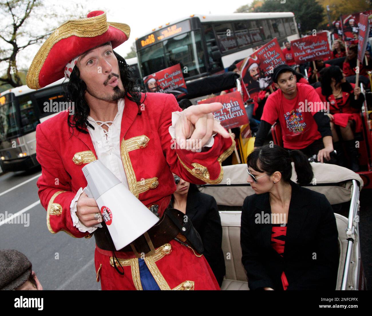 Captain Morgan campaigns for president around New York City on election ...