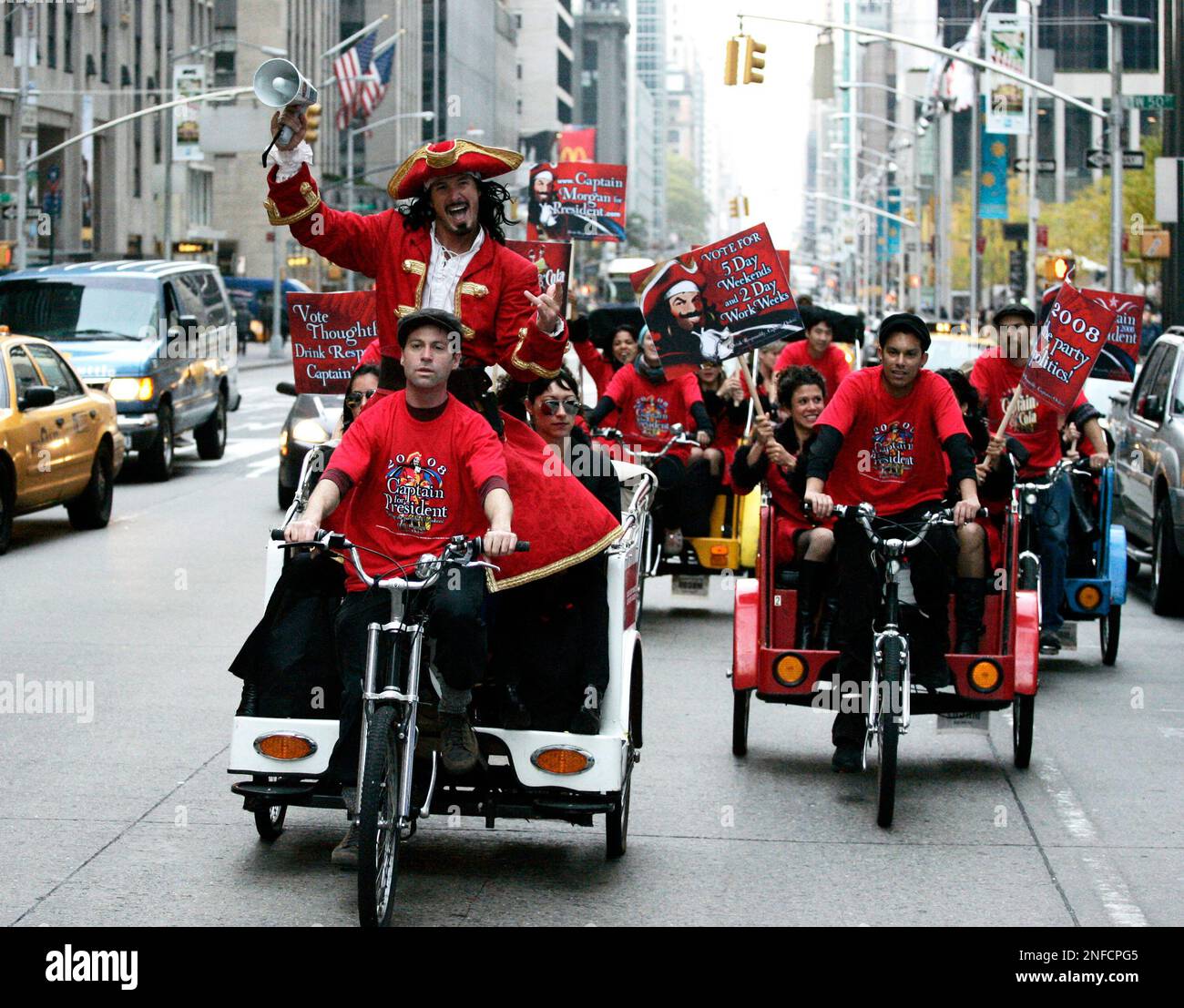 Captain Morgan campaigns for president around New York City on election ...