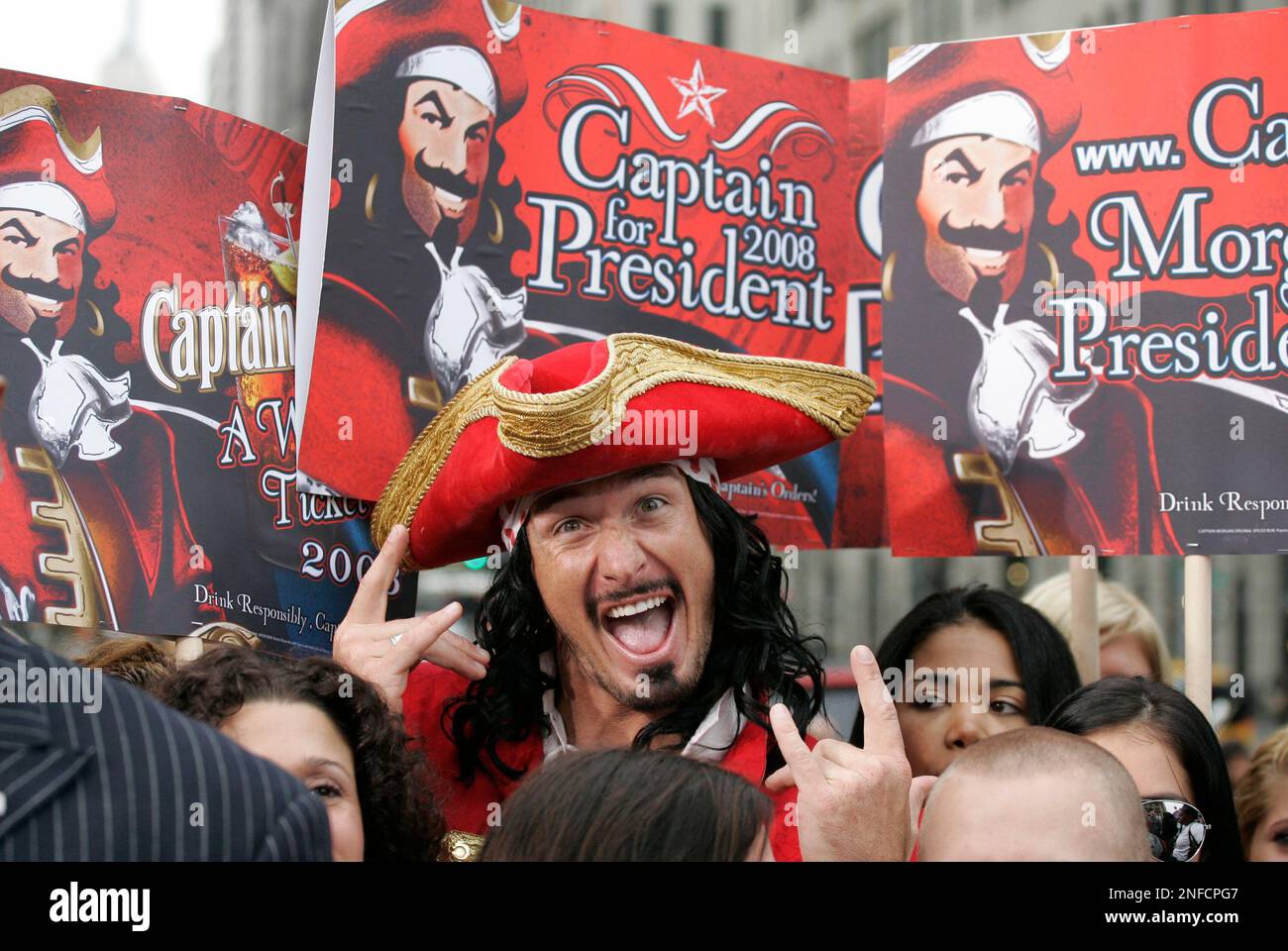 Captain Morgan campaigns for president around New York City on election ...