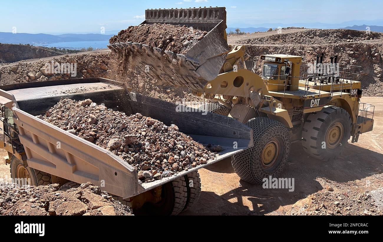 Huge Wheel Loader Loading Limestone The Dumpers, Limestone Quarry ...