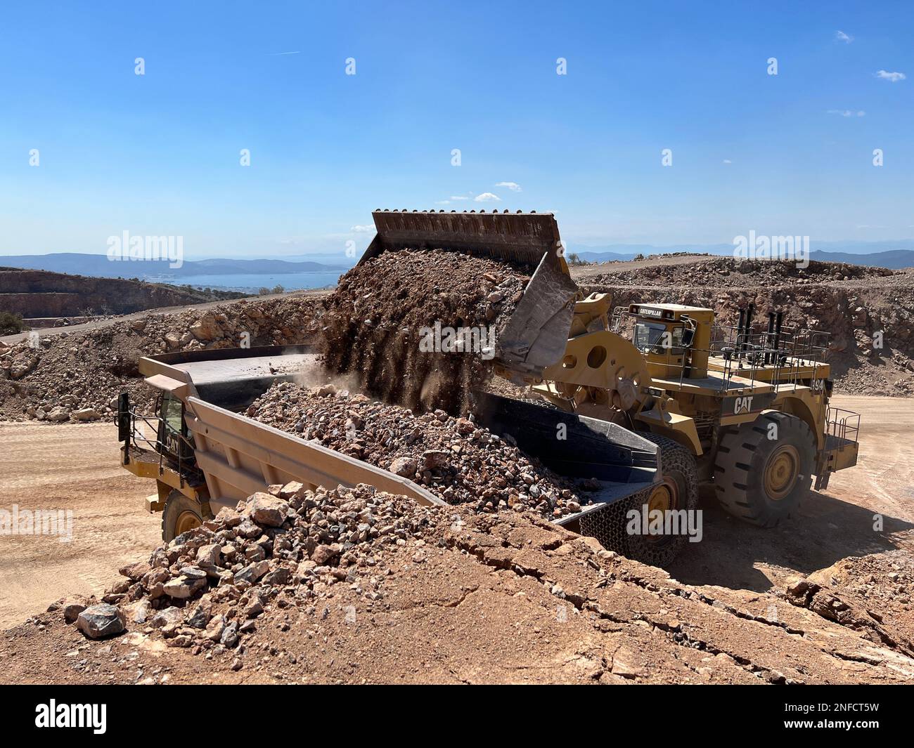 Huge Wheel Loader Loading Limestone The Dumpers, Limestone Quarry ...