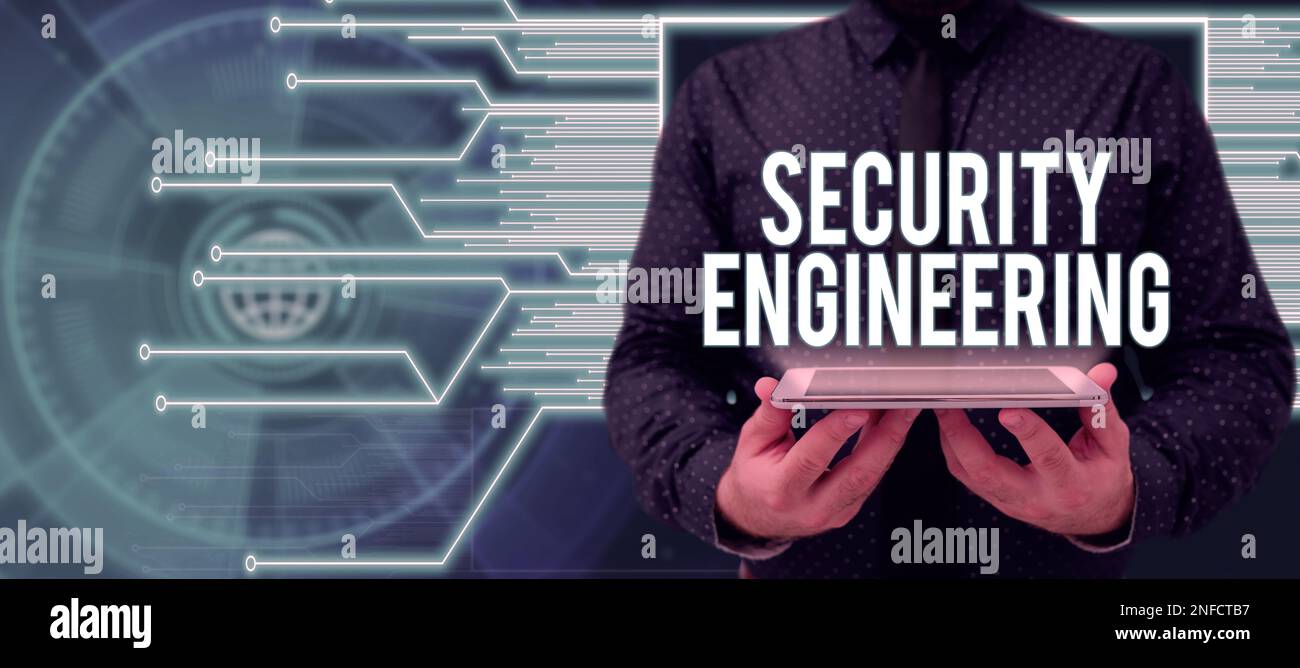 Conceptual display Security Engineering, Business showcase focus on the ...