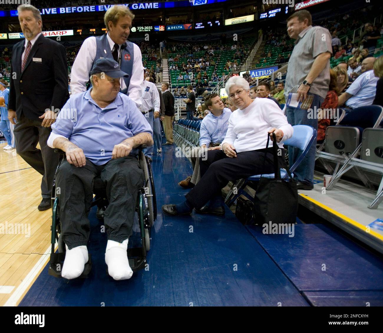 Utah Jazz owner Larry Miller, confined to a wheelchair from diabetes ...