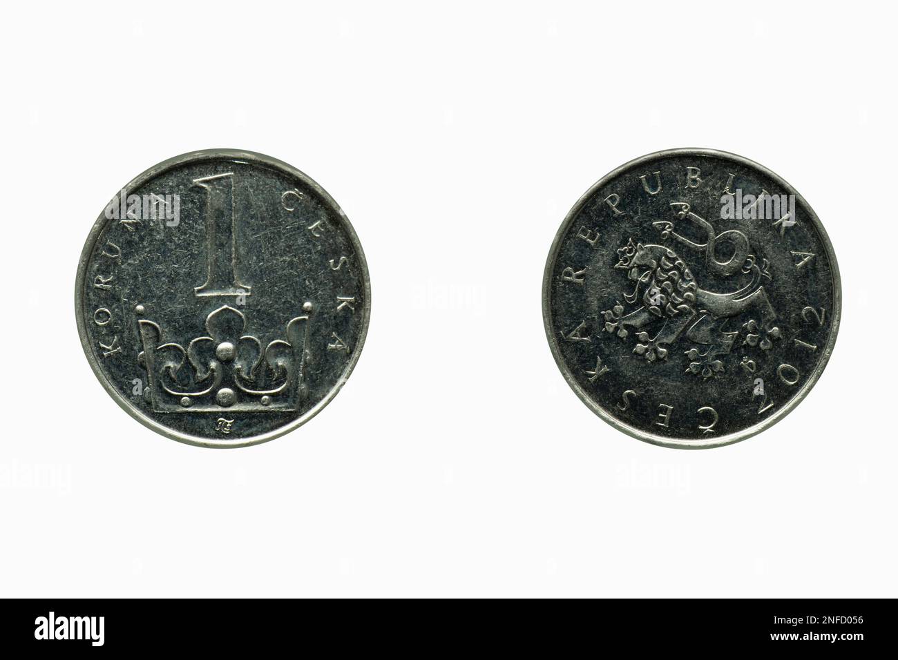 One Koruna Coin, Front and back, Ceska republic, front and back Stock ...