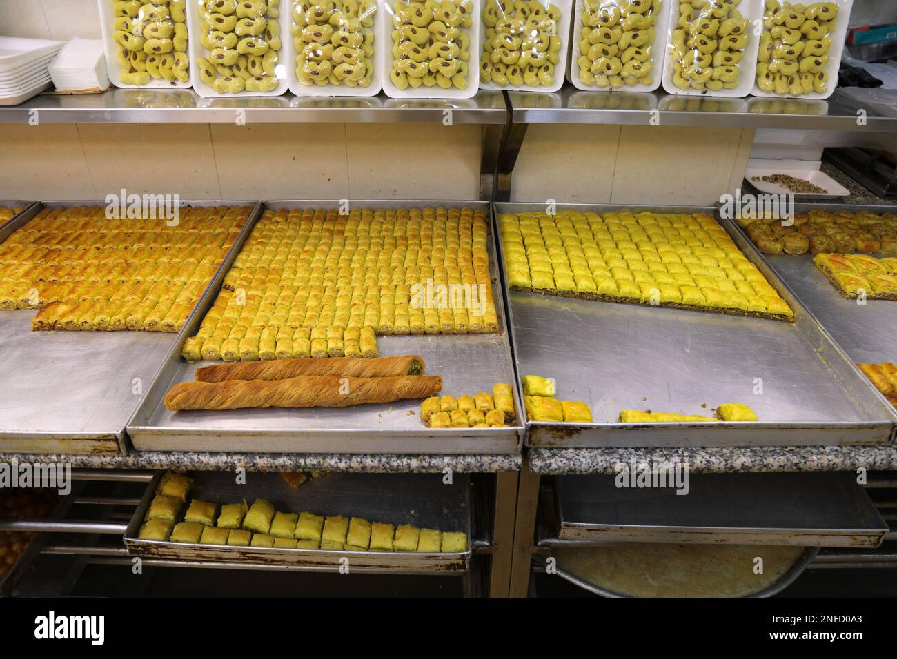 Israeli and Arab cuisine. Baklava pastry dessert made from filo pastry ...