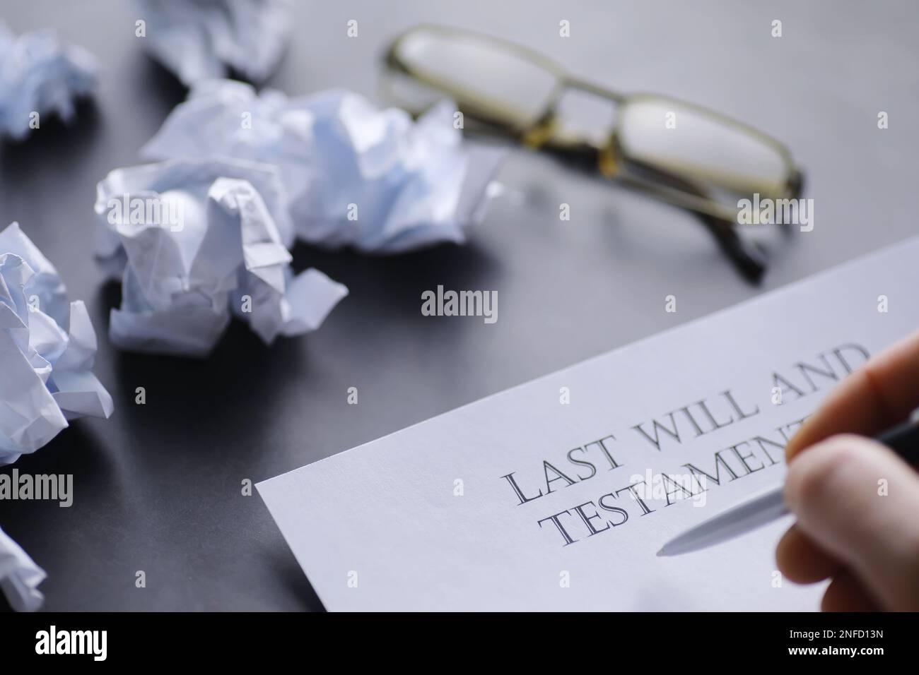 Legal concept. The procedure for writing the last will. Papers with ...