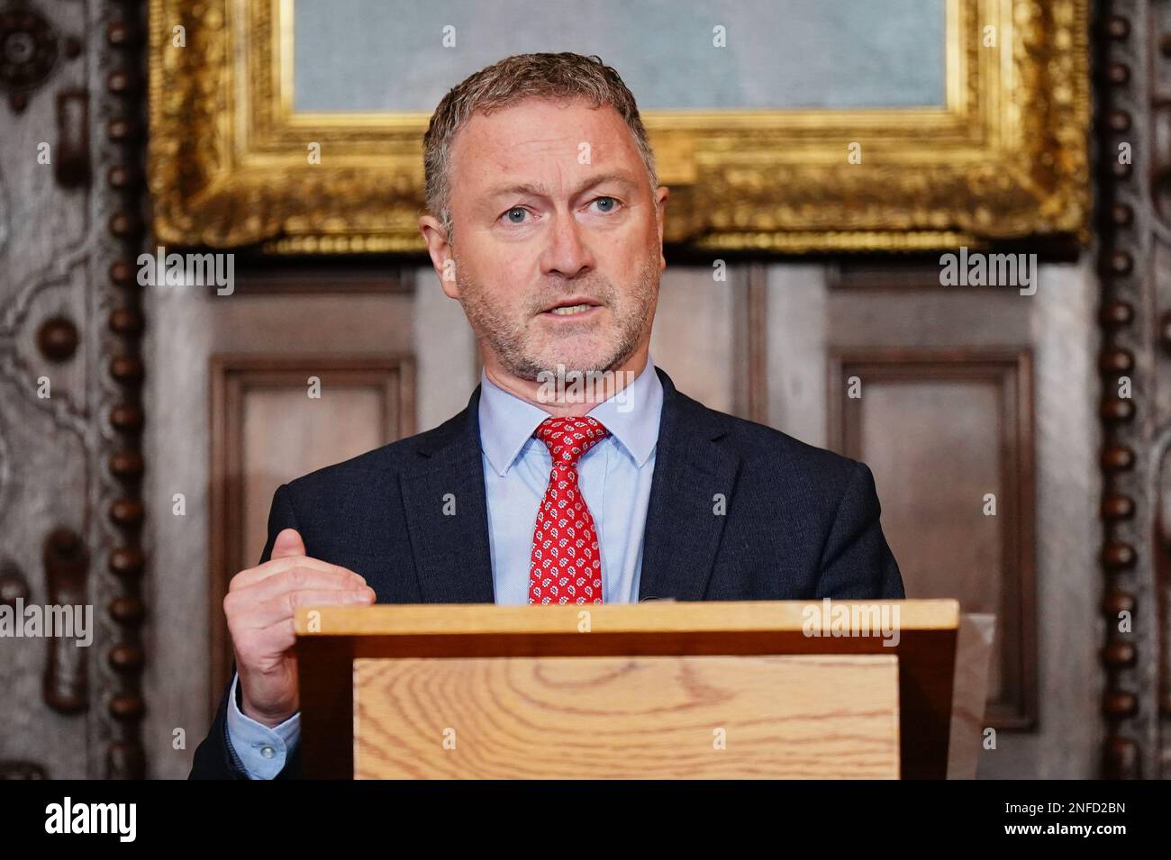 Shadow justice secretary Steve Reed delivers a speech at Parliament ...