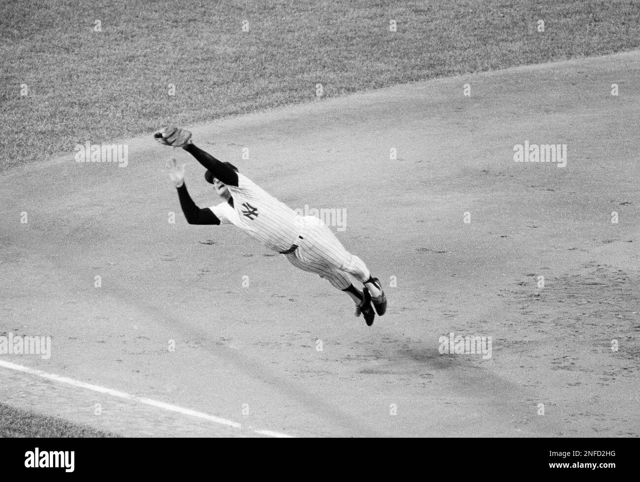 Graig Nettles, Yankees third baseman, makes a gem of a catch on ball ...