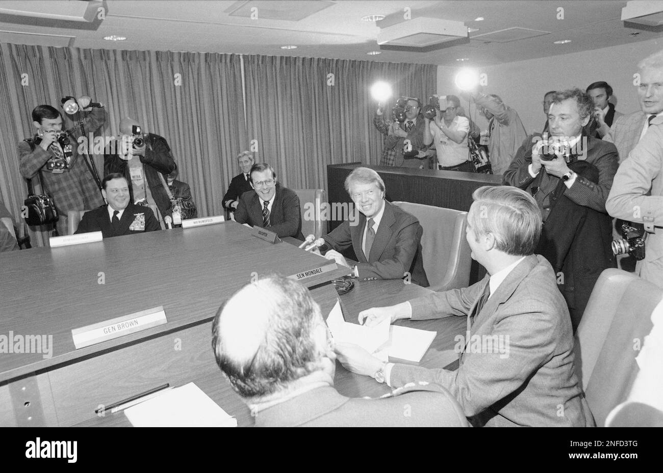 President-elect Jimmy Carter shares a laugh with Defense Secretary ...