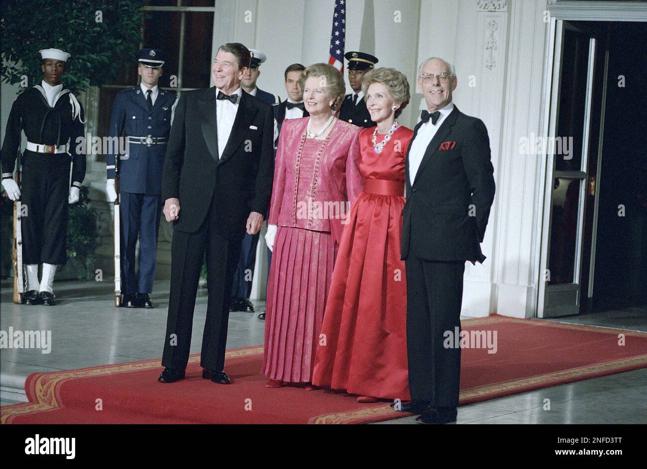 President Ronald Reagan and first lady Nancy Reagan greet British Prime ...