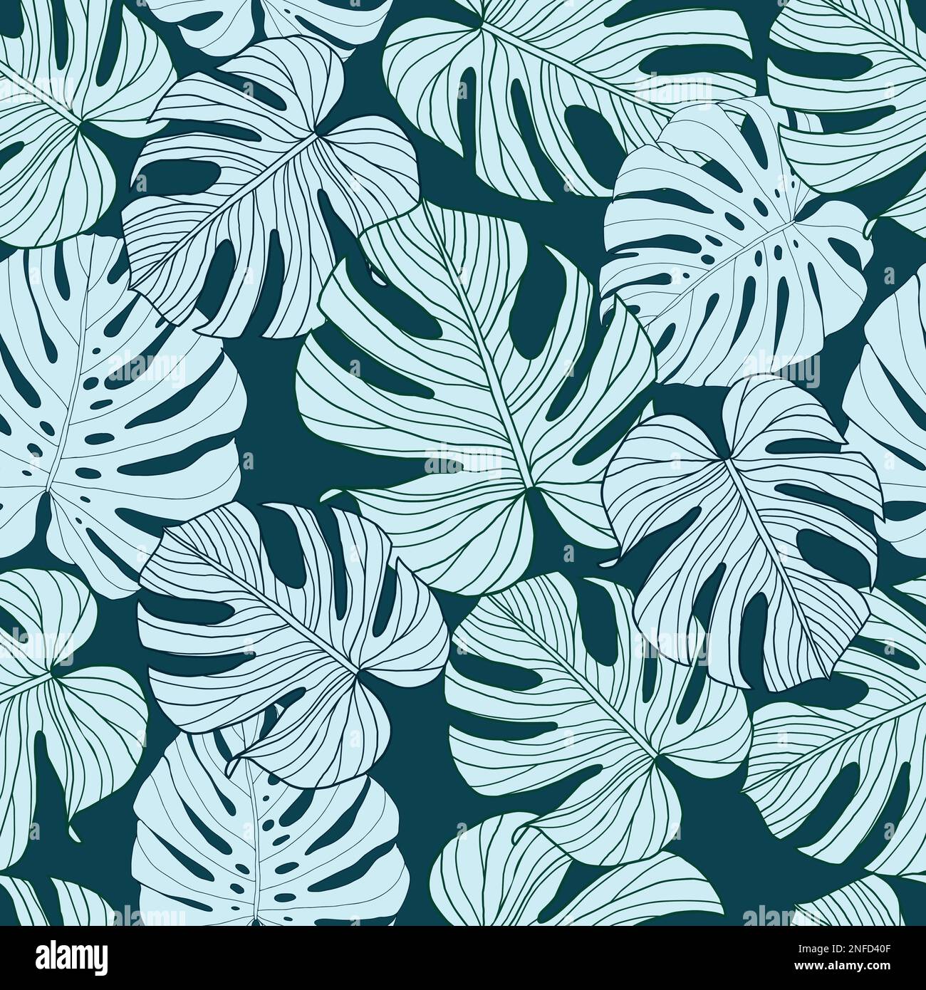 Monstera leaves seamless pattern for textile or wallpapers. Vector ...