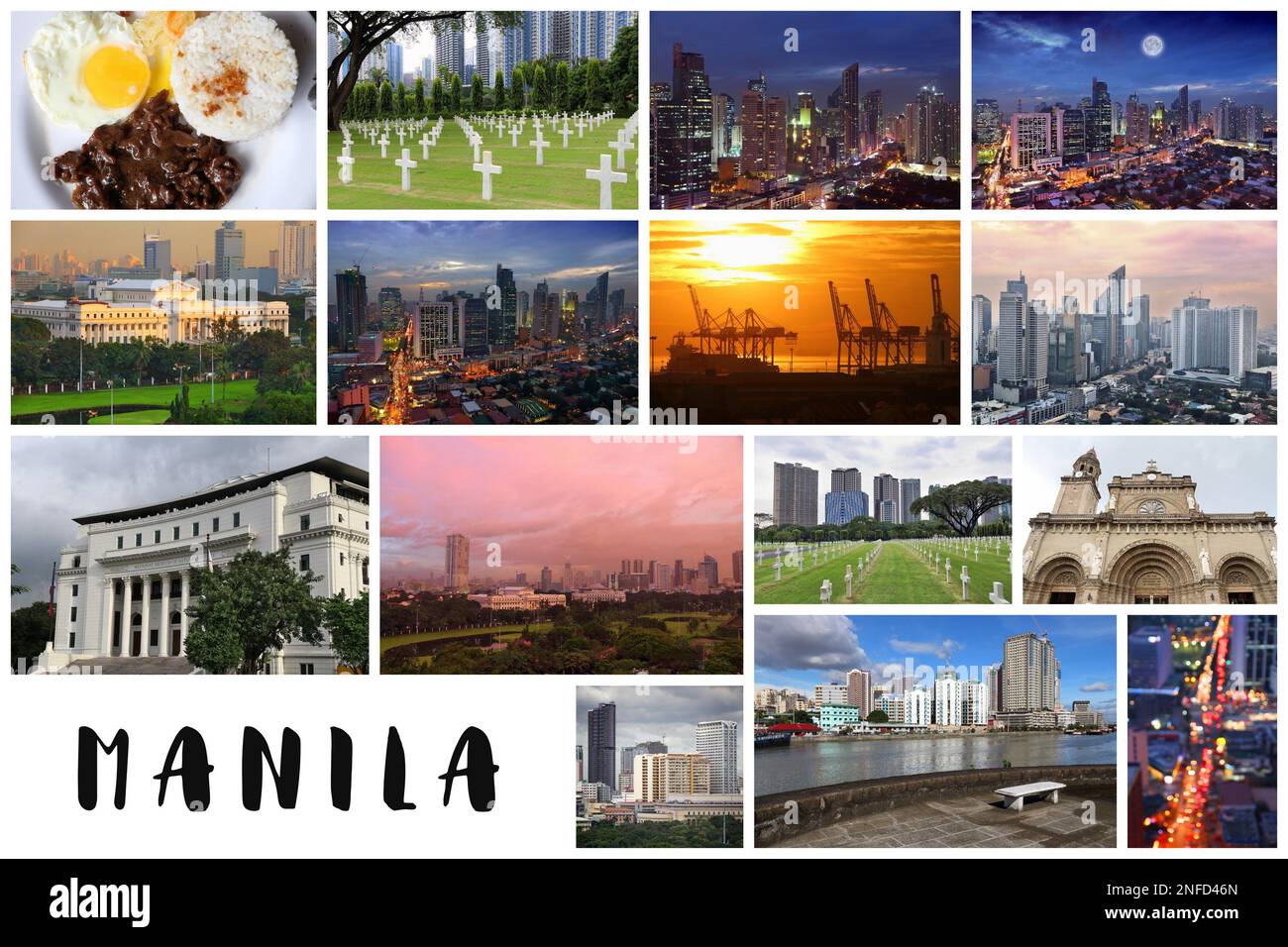 Manila city postcard (Philippines) - travel place landmarks photo ...