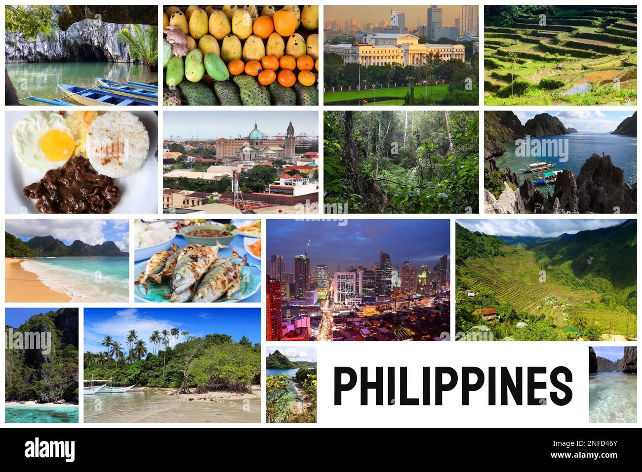 Philippines postcard - travel place landmark photo collage Stock Photo ...