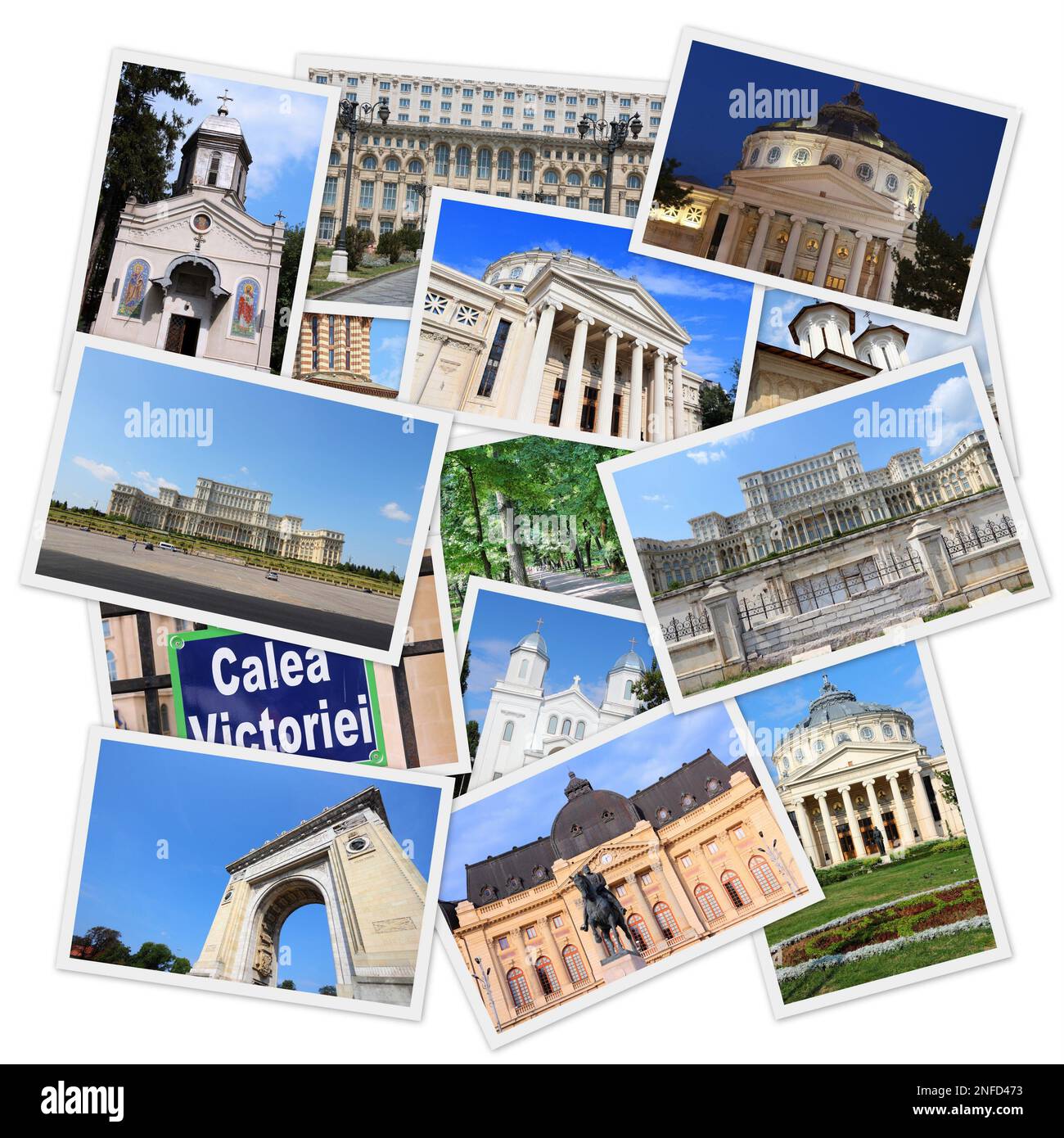 Bucharest postcard collage - Romania capital city landmark collection ...