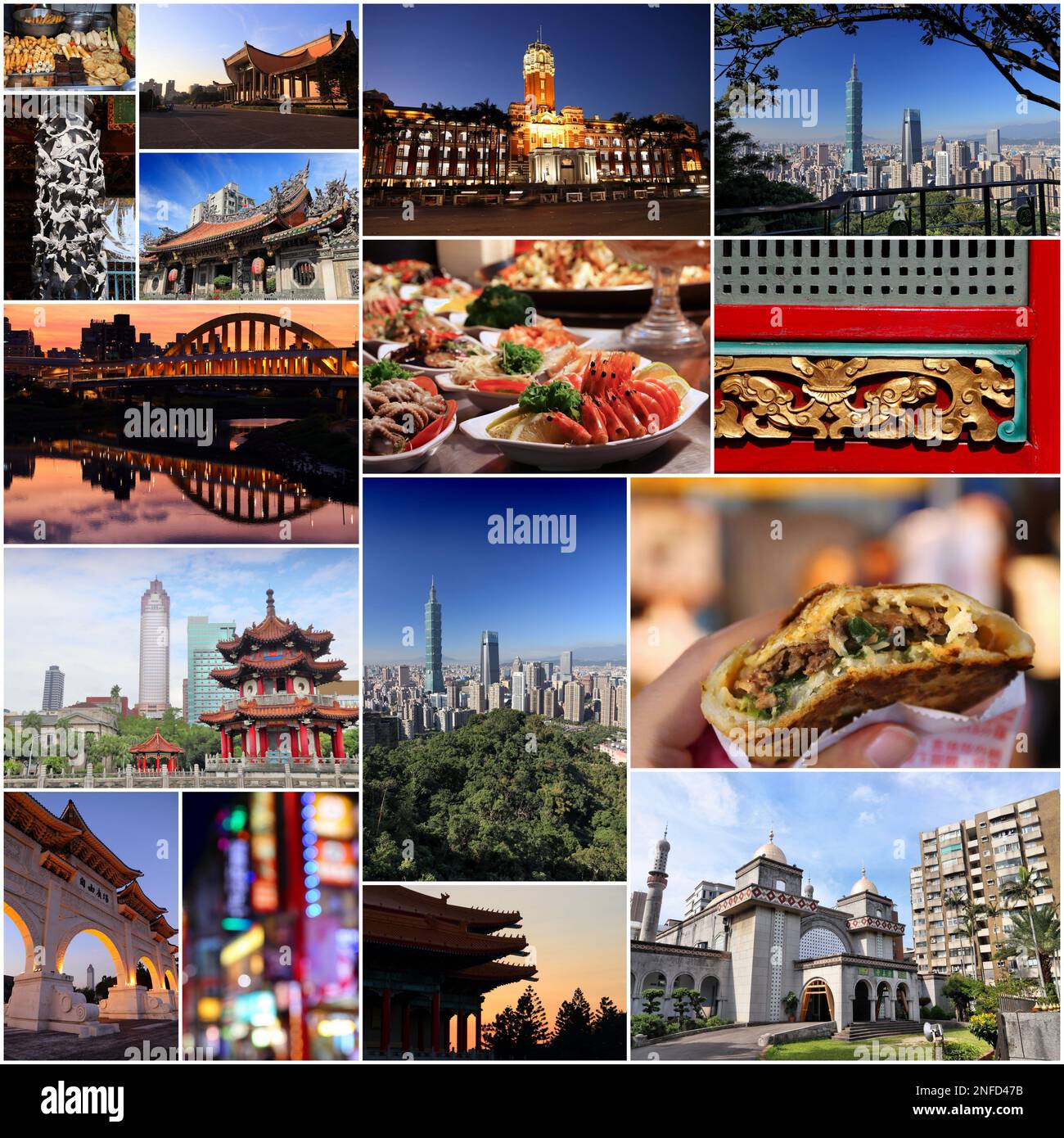 Taipei city landmarks postcard. Travel place landmark photo collage ...