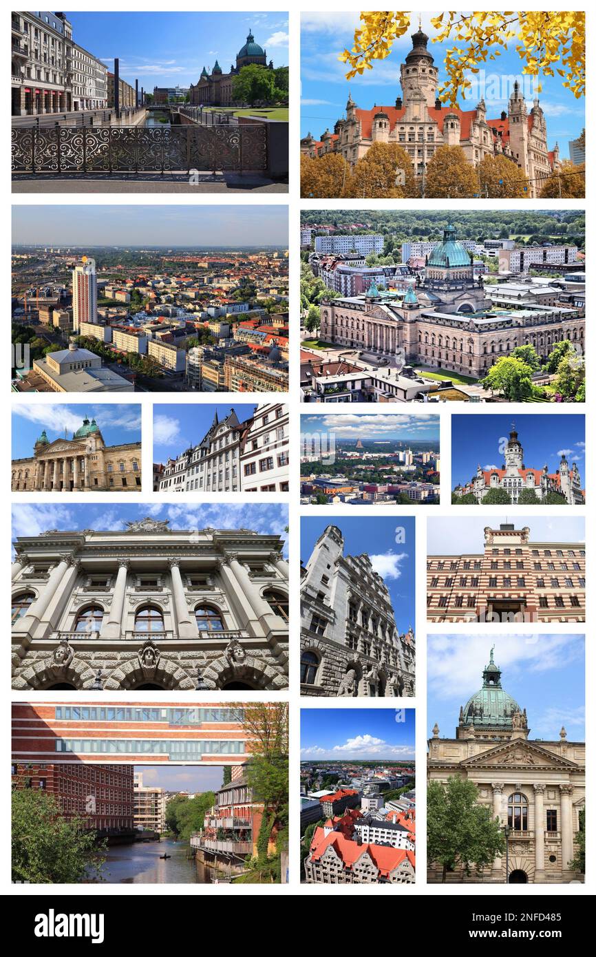 Leipzig city postcard (Germany) - travel place landmark photo collage ...