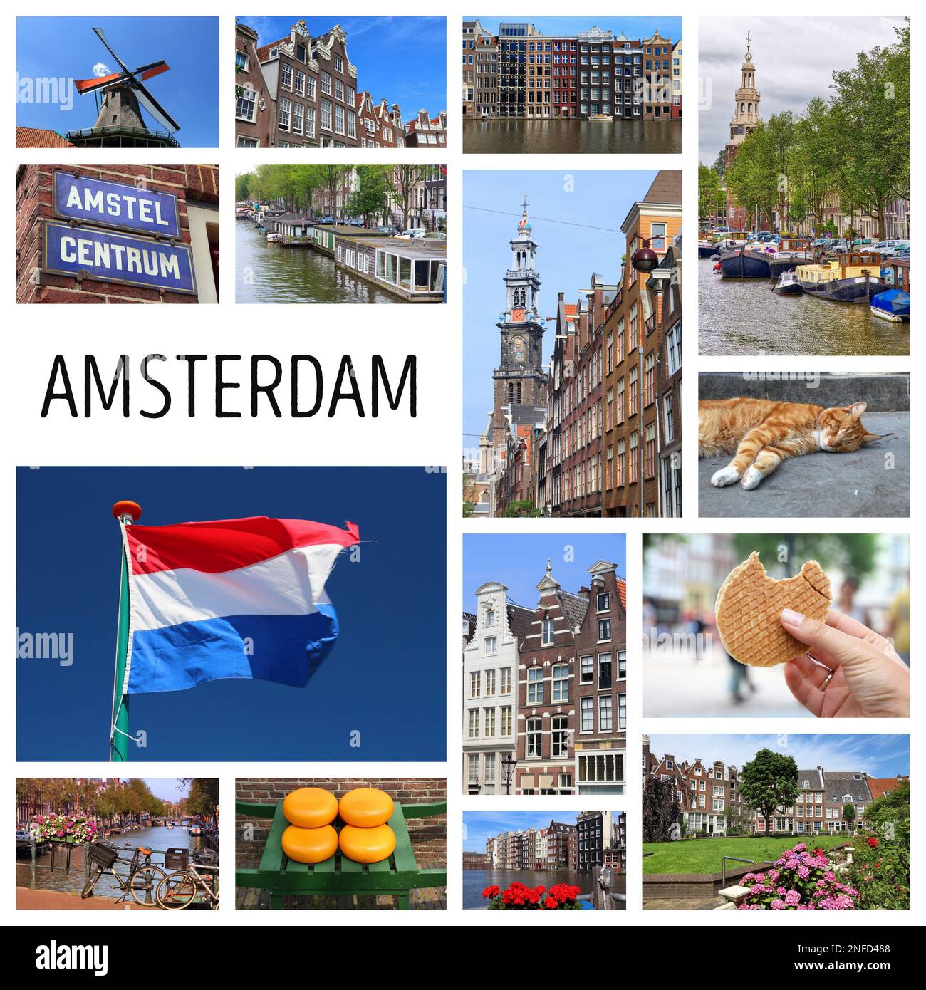 Amsterdam city photo collage. Landmark travel photos postcard from ...