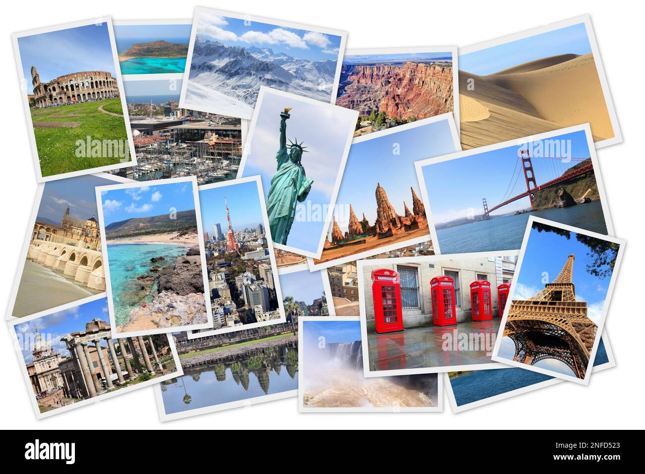 World landmarks collage - photo stack of United States, France, England ...