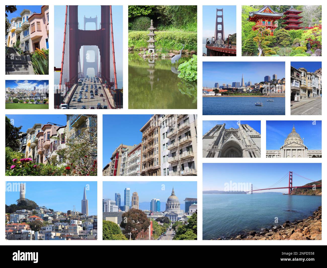 San Francisco collage - photo collection with Alamo Square, Nob Hill ...
