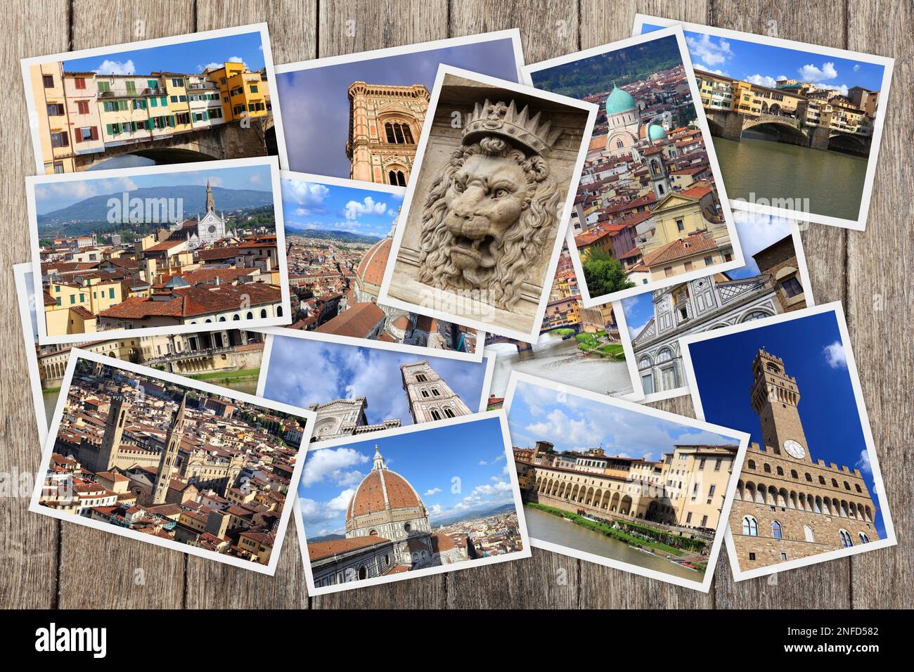 Florence postcard collage - Italy town landmark collection Stock Photo ...