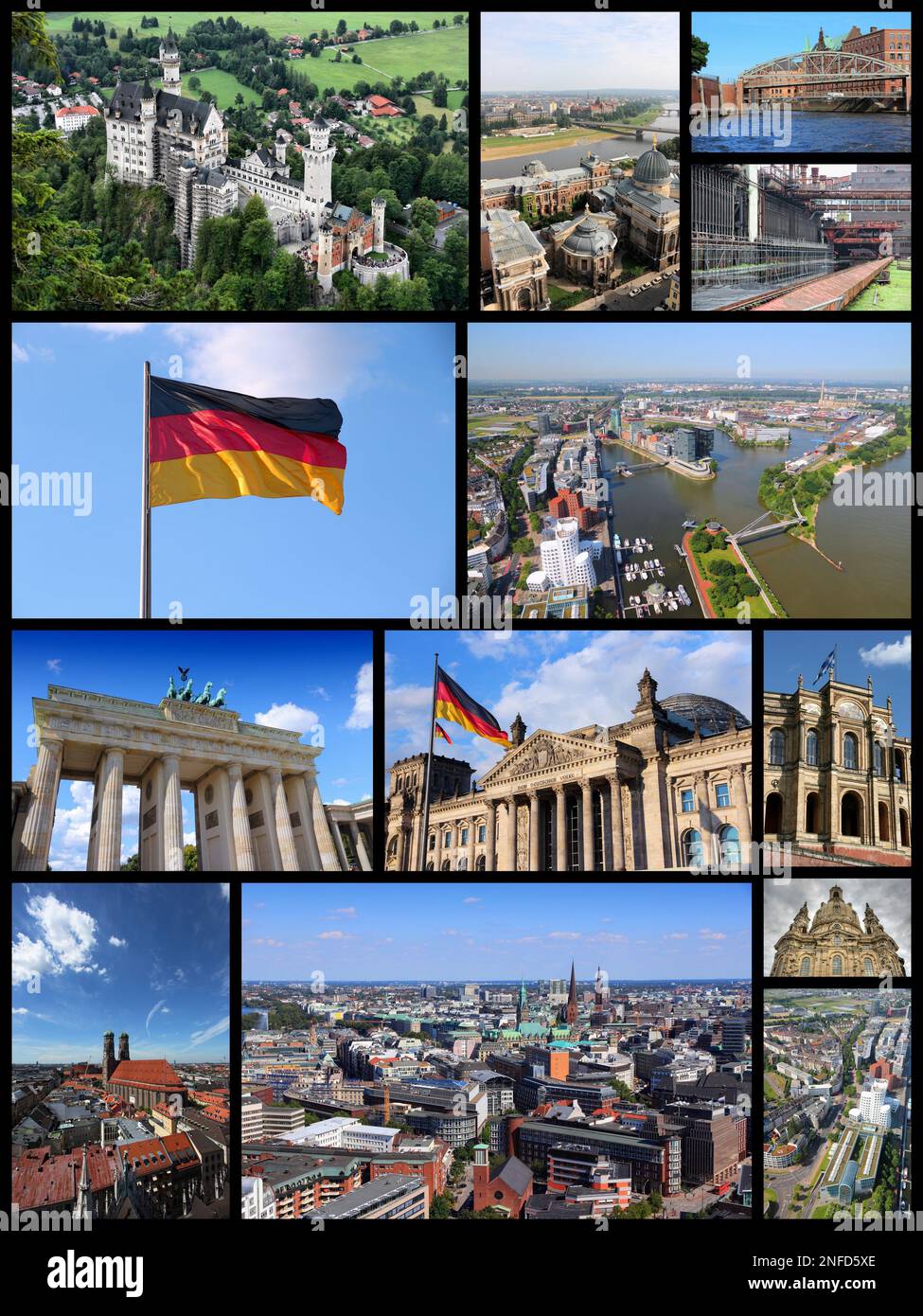 Germany landmarks - travel photo collage with Berlin, Munich, Hamburg ...