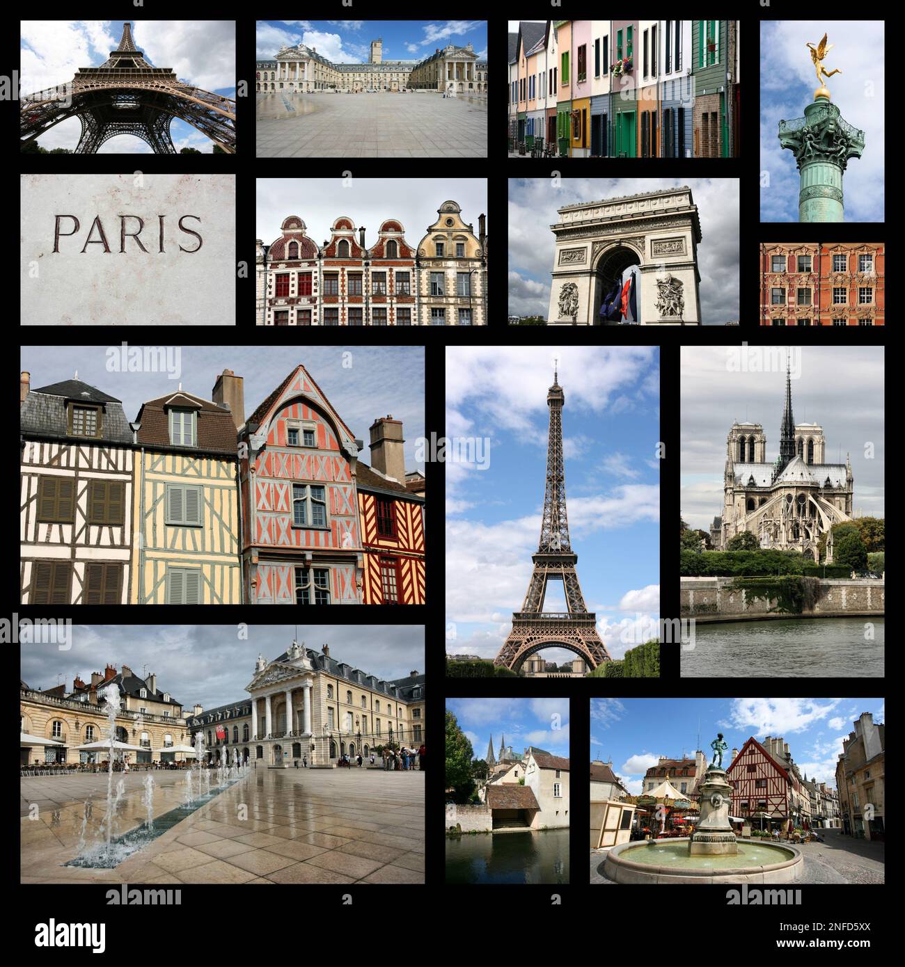 Travel collage from France. Collage includes famous places like Paris ...