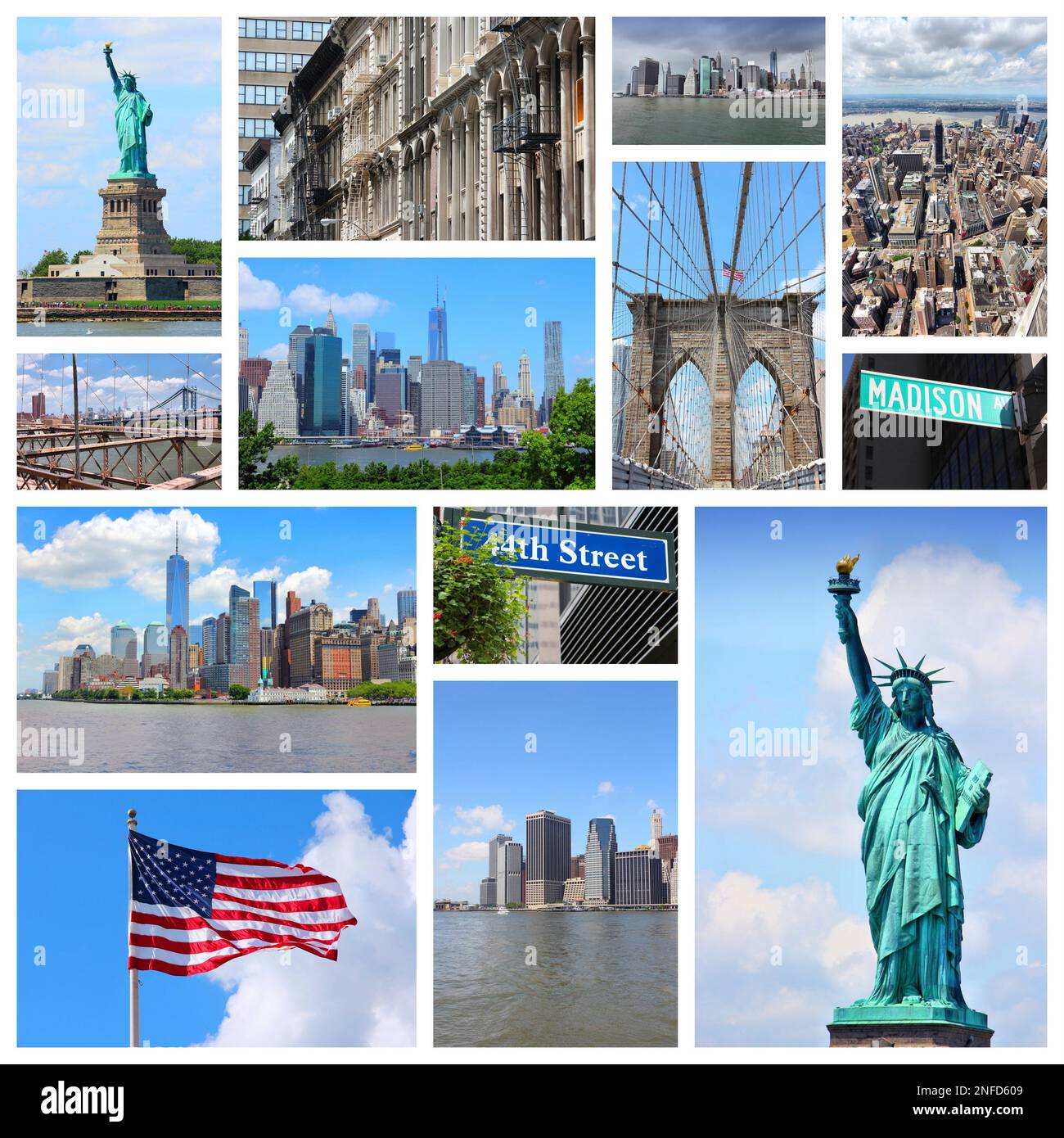 New York City travel collage - photo set with Statue of Liberty ...