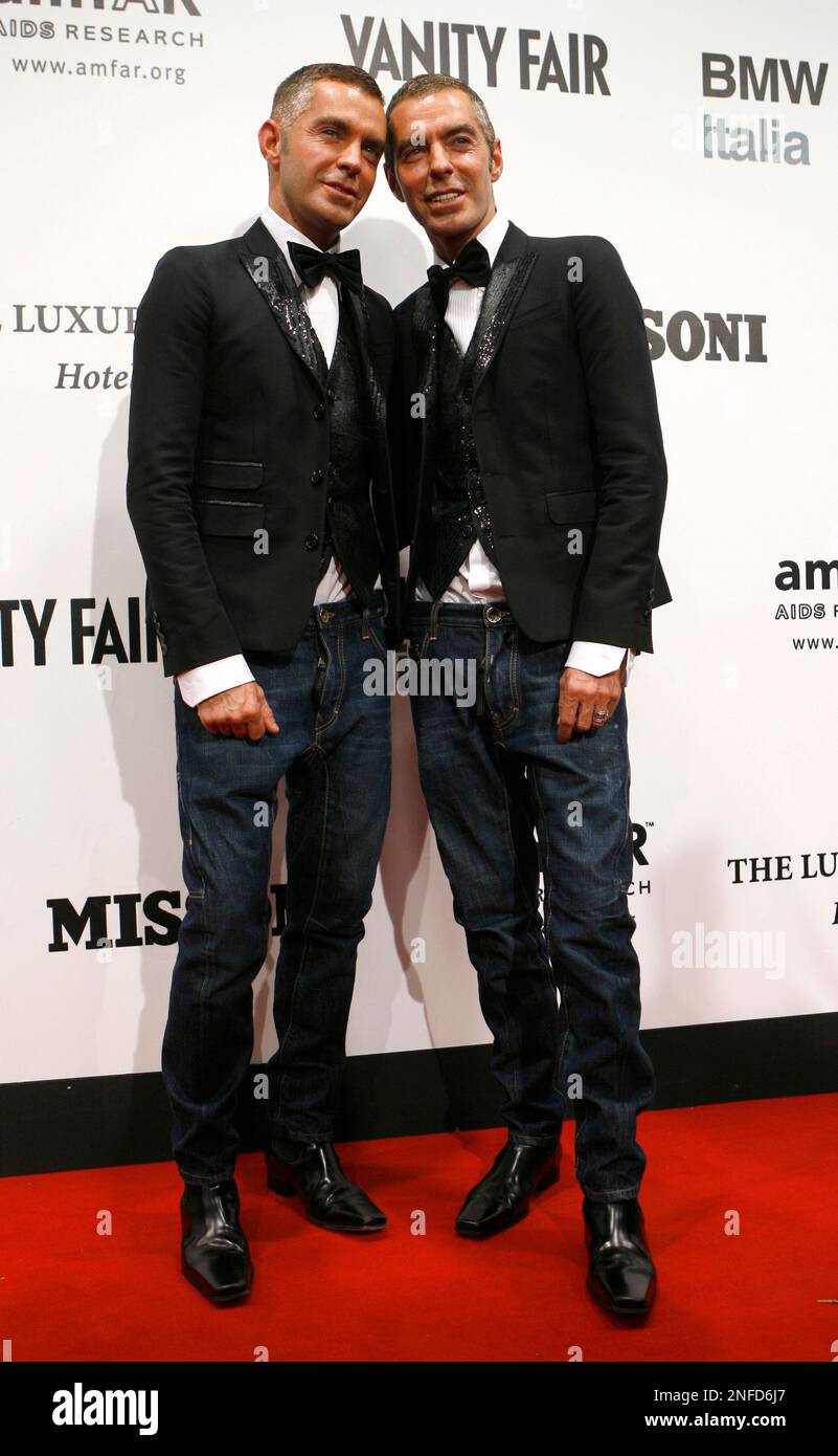 Dean Caten, left, and Dan Caten arrive at the amfAR's gala and auction ...
