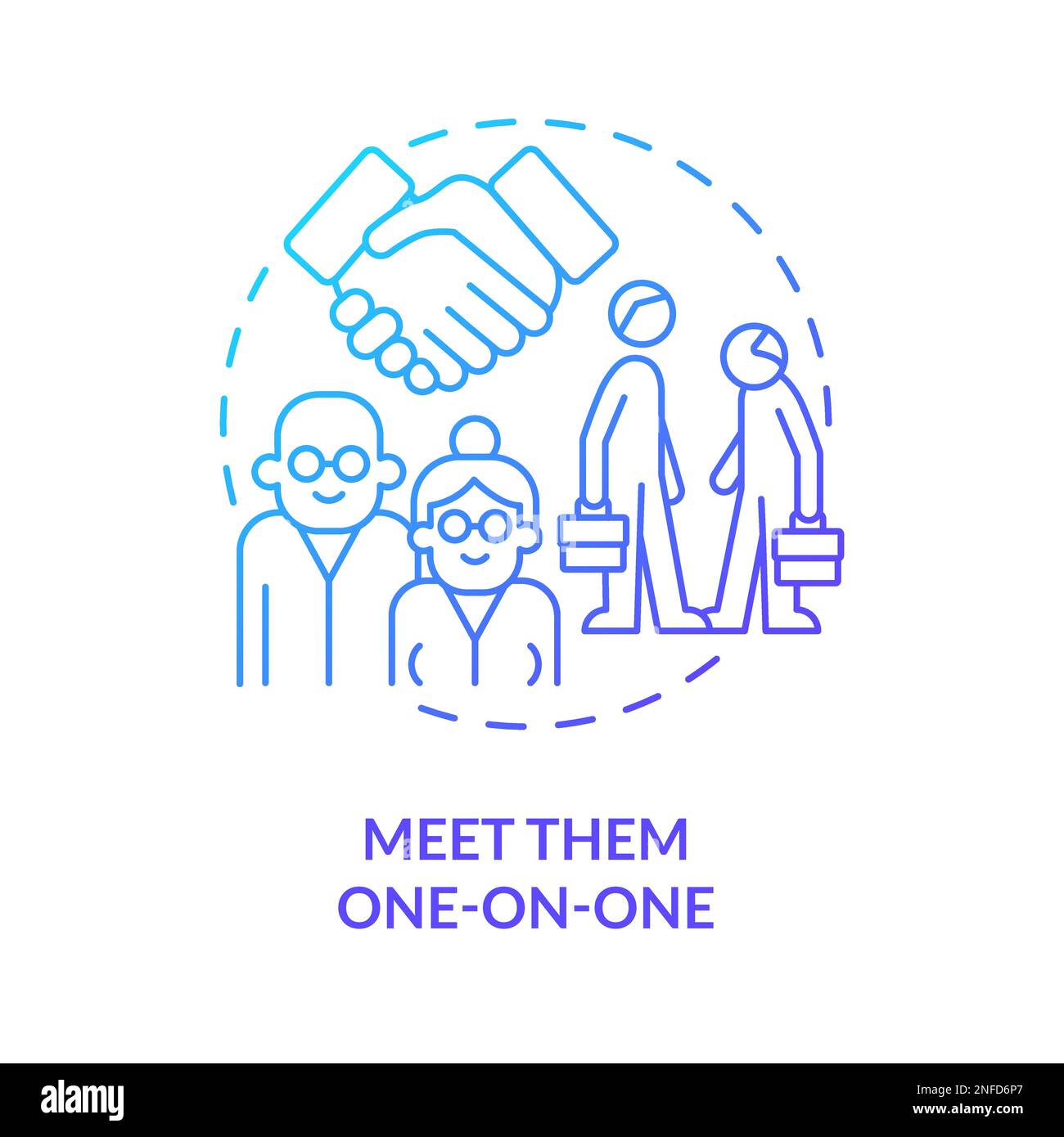 Meet them one on one blue gradient concept icon Stock Vector Image ...